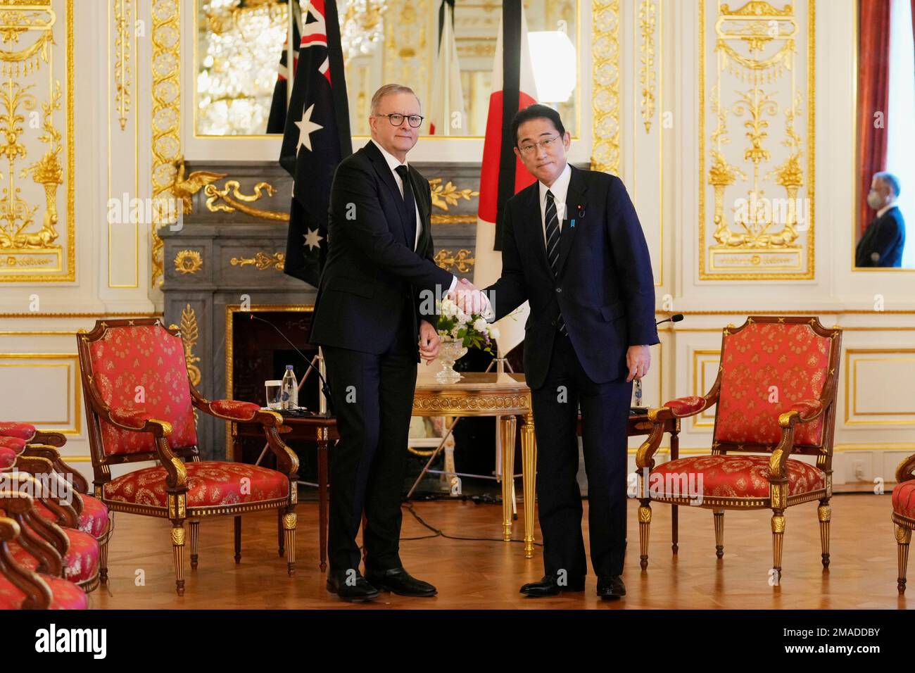 Australian Prime Minister Anthony Albanese, left, poses for a photo ...