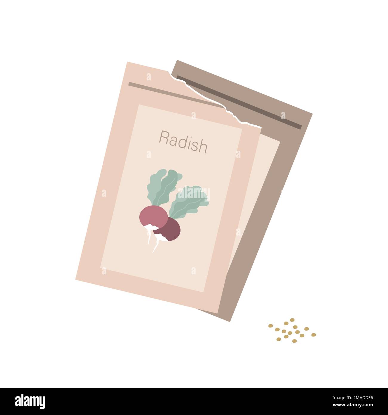 Paper packs of radish seeds. Spring gardening concept. Cartoon flat ...