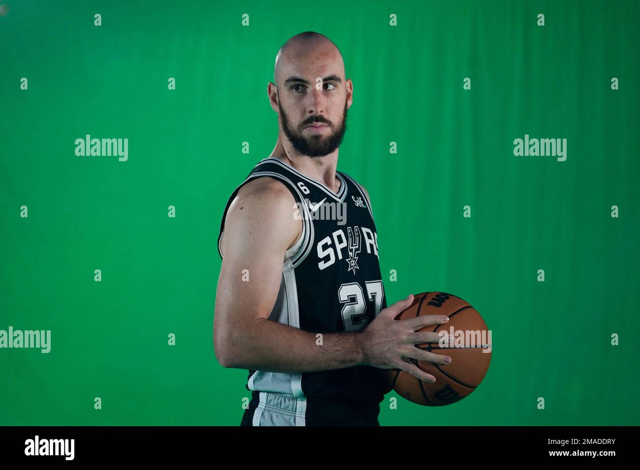 San Antonio Spurs guard Tommy Kuhse (27) poses for photos during the ...