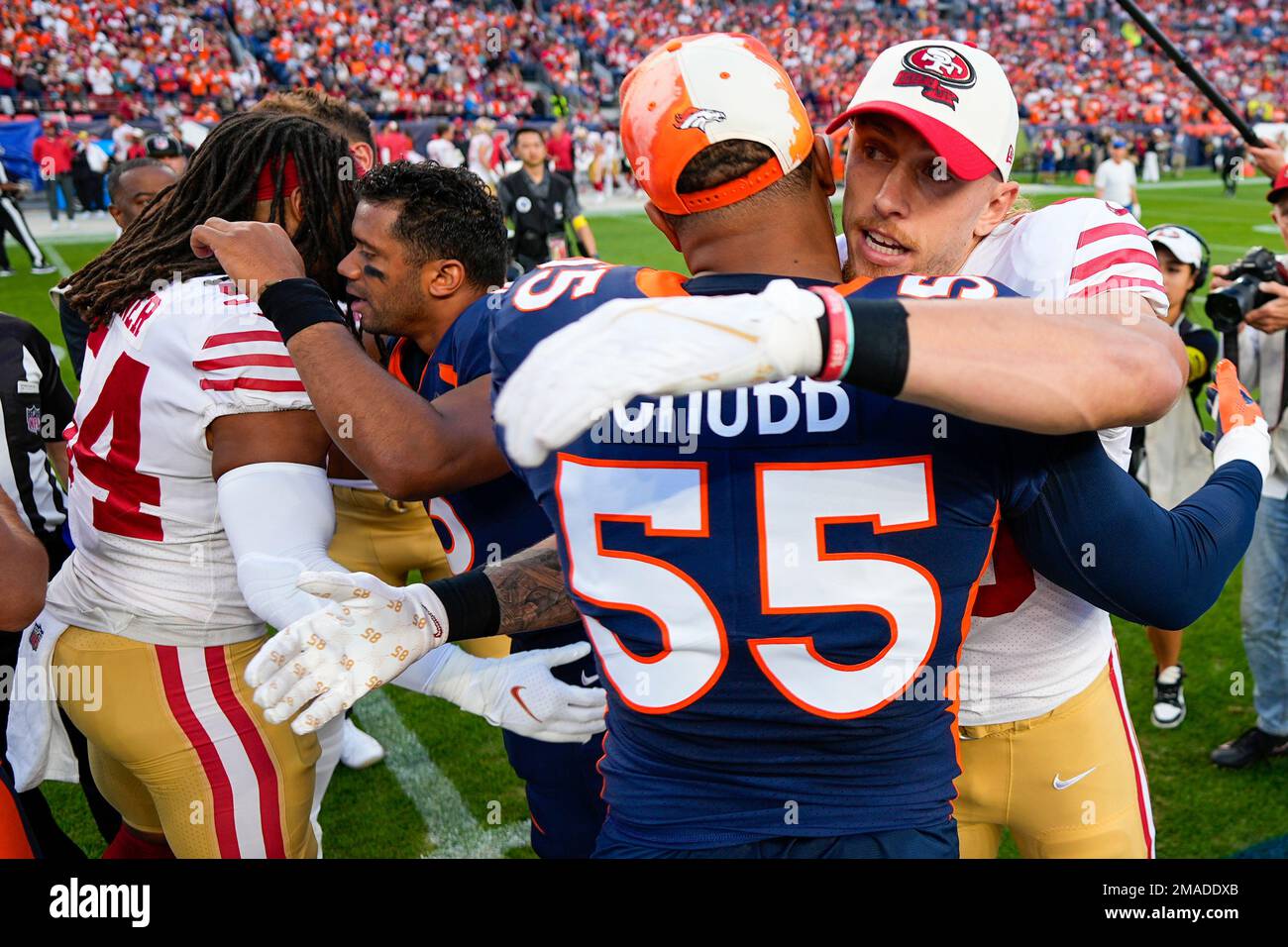 Denver Broncos linebacker Bradley Chubb (55) and San Francisco 49ers ...