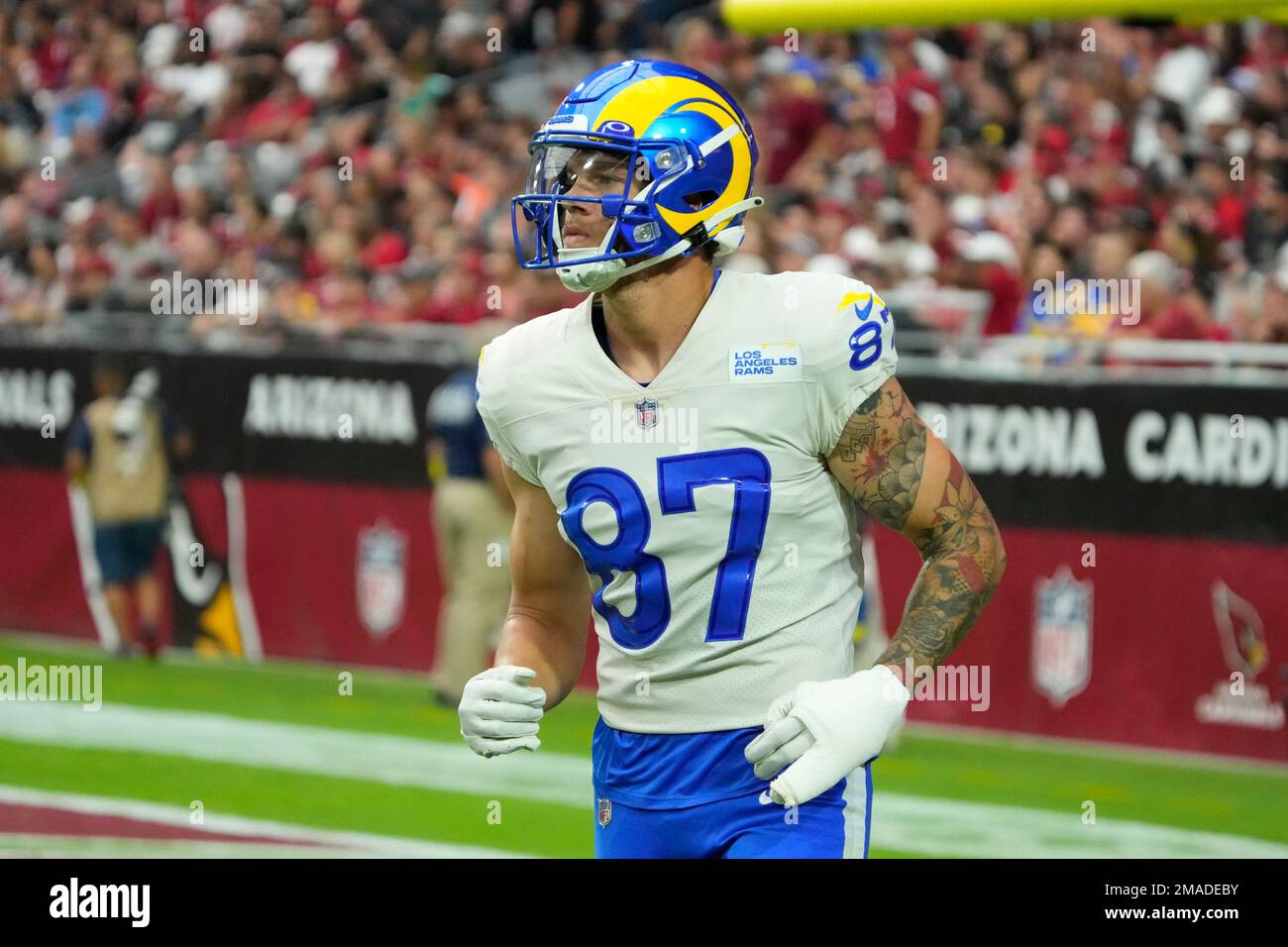 Los Angeles Rams tight end Jacob Harris (87) during the first half of ...