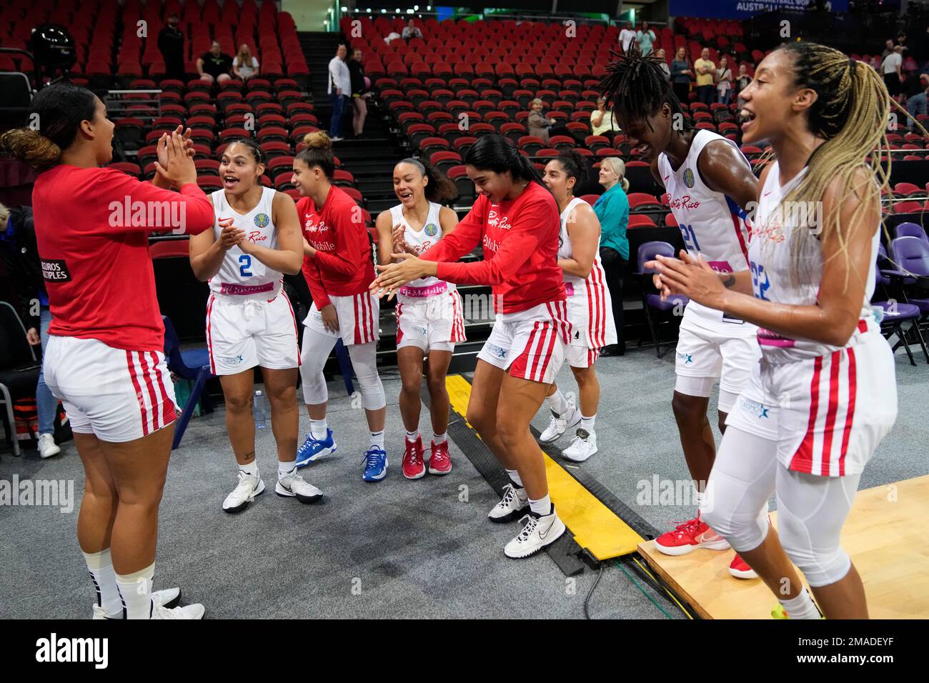 Puerto Rico players celebrate after defeating South Korea in their game ...
