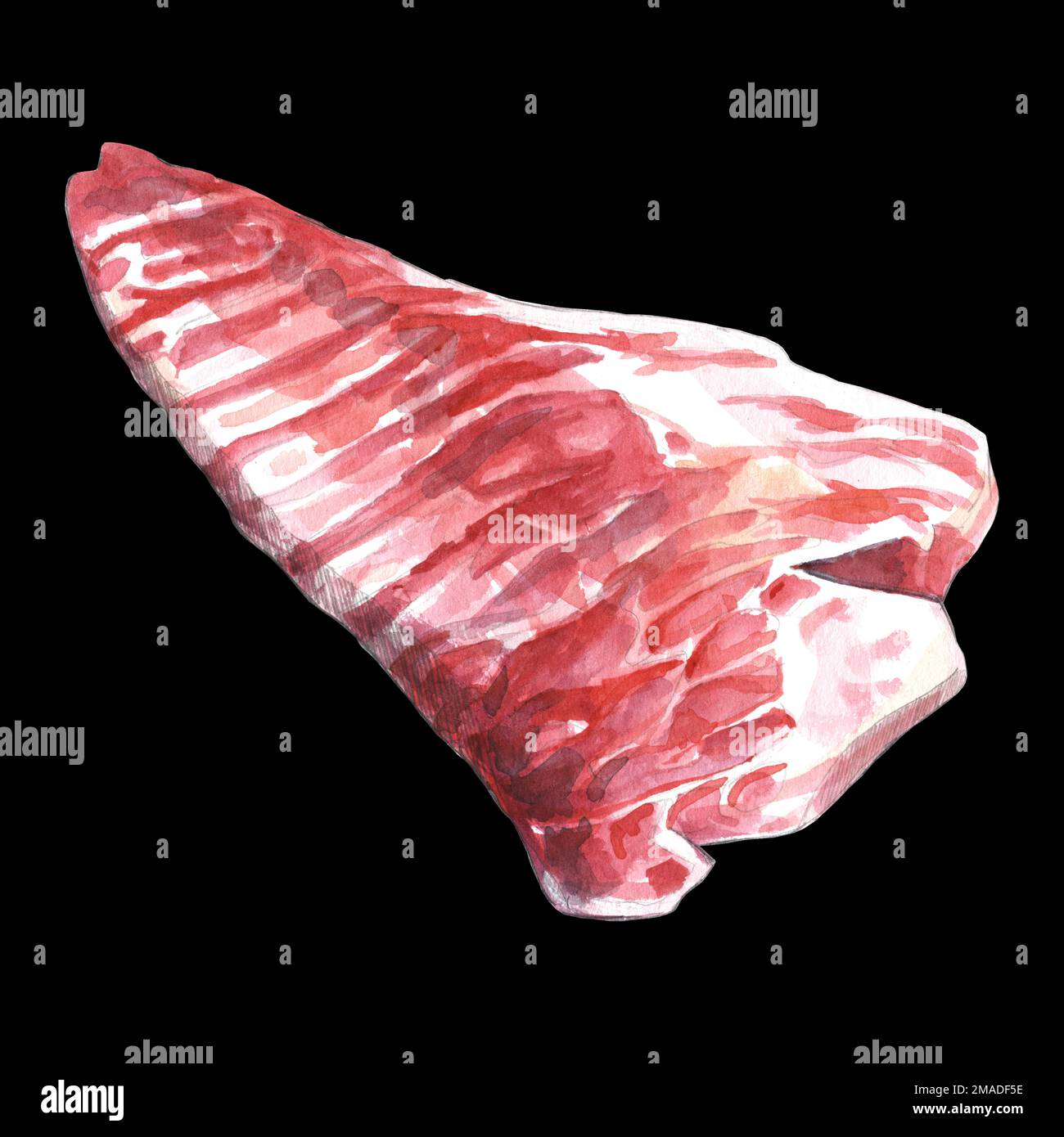 Raw meat watercolor illustration on black background Stock Photo - Alamy