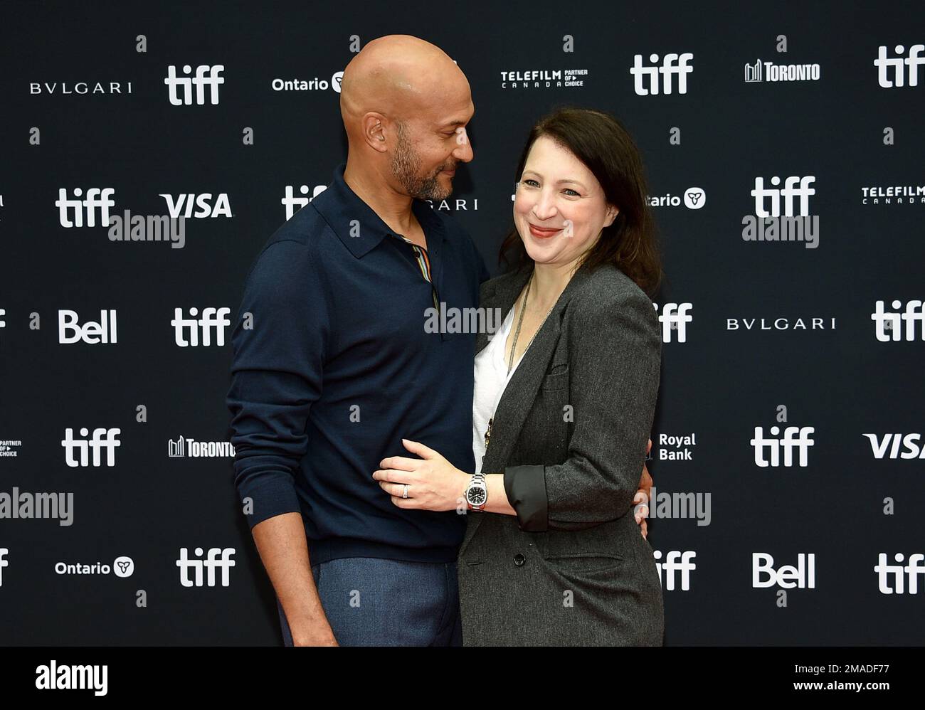 Keegan-Michael Key, left, and wife Elisa Key attend the premiere of ...