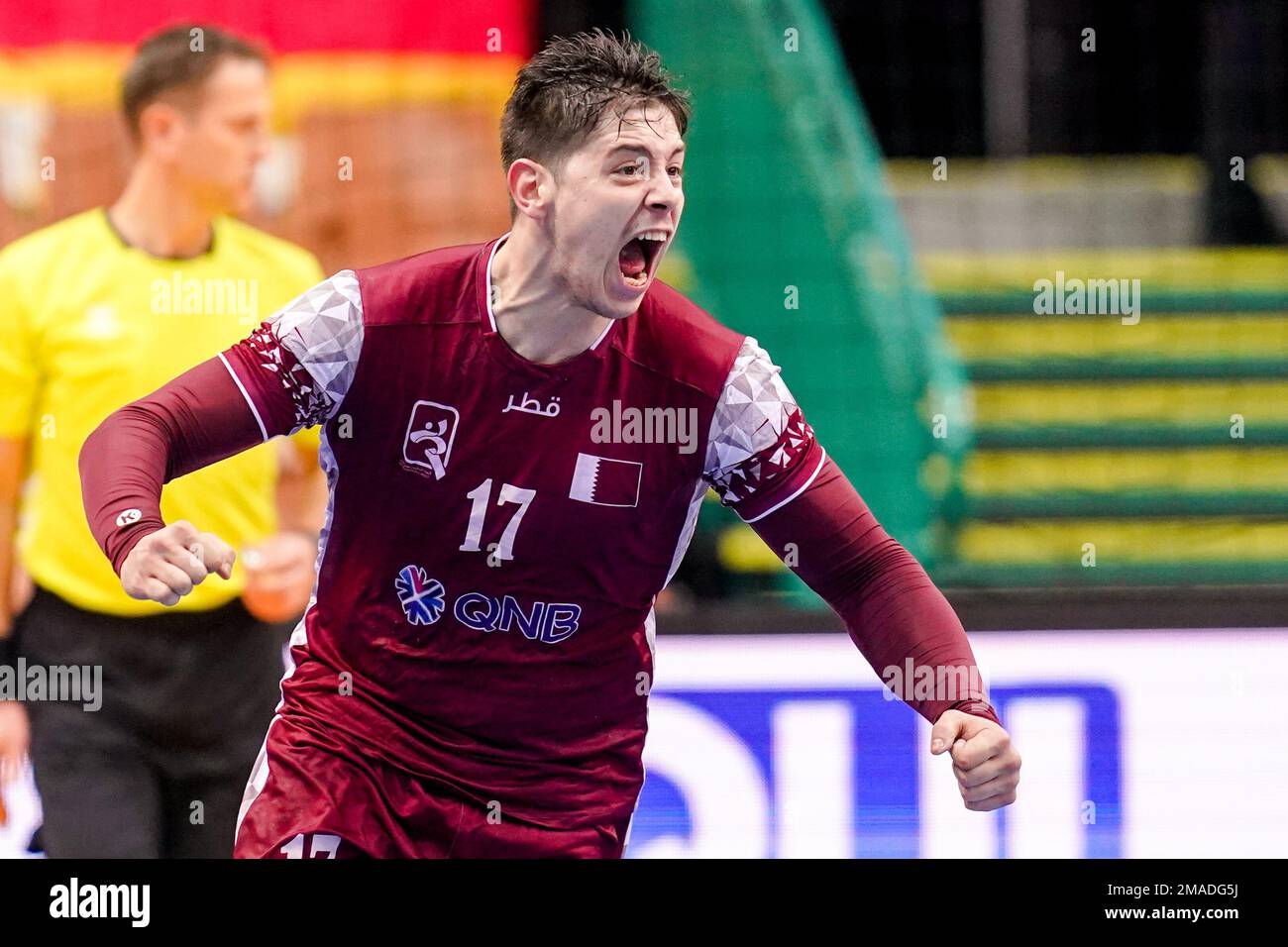KATOWICE, POLAND - JANUARY 19: Jovan Gacevic of Qatar celebrating ...