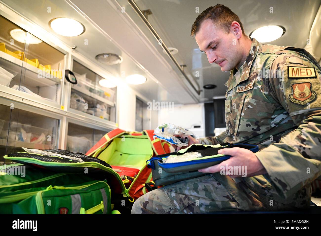 Senior Airman Jacob Tyner, 75th Medical Group, inventories medical ...