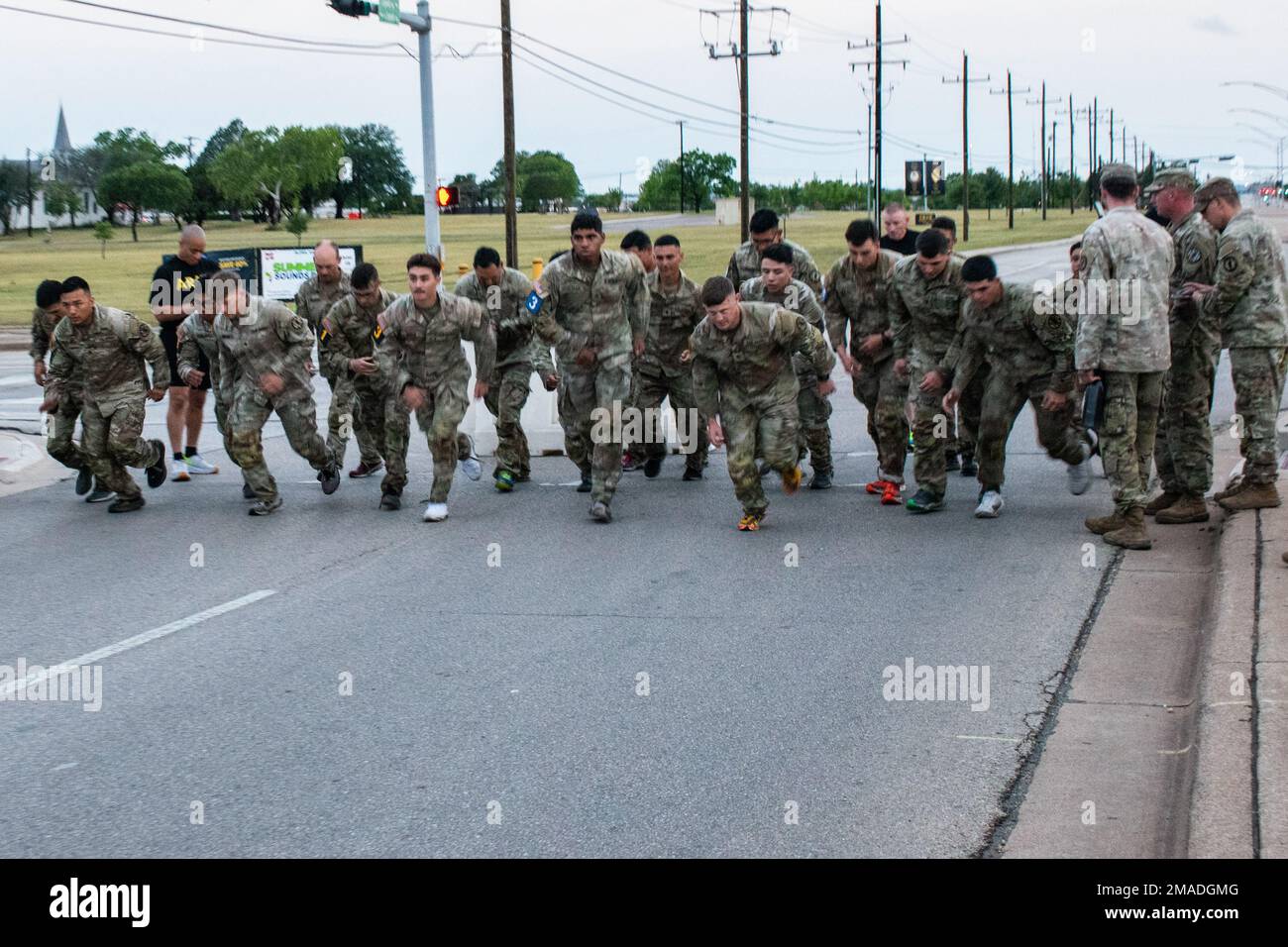 All competing contestants start the two mile run during the Army Combat ...