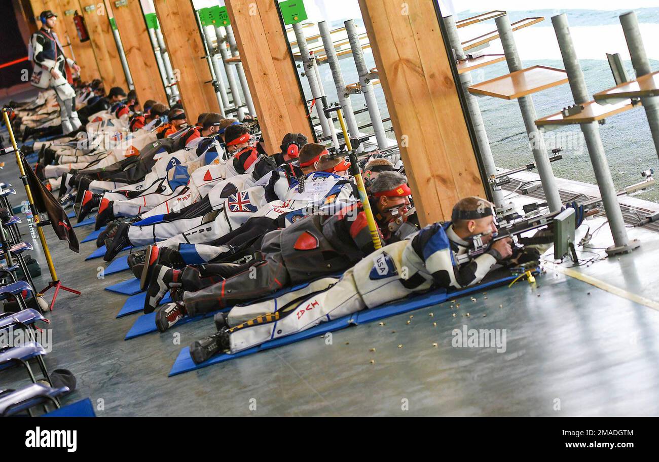 Ivan Roe (front), a competitive shooter/marksmanship instructors with ...