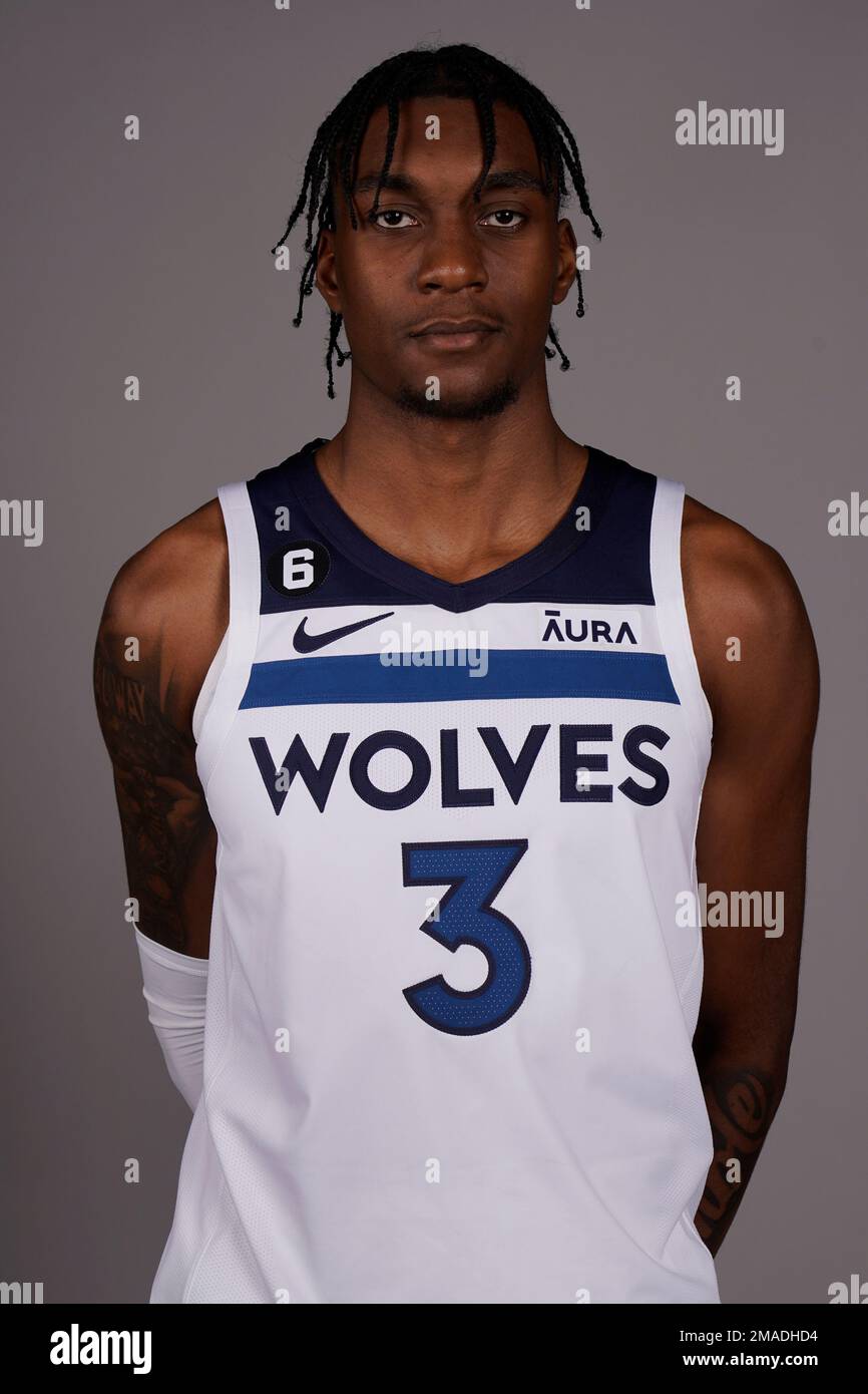 Minnesota Timberwolves' Jaden McDaniels poses during the NBA basketball ...