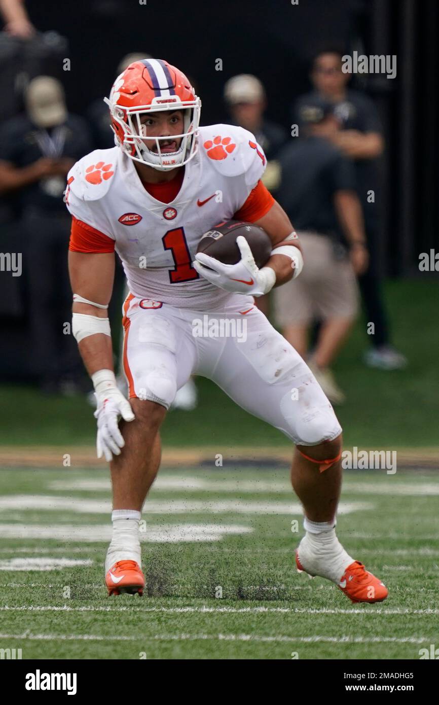 Clemson running back Will Shipley (1) runs against Wake Forest during ...