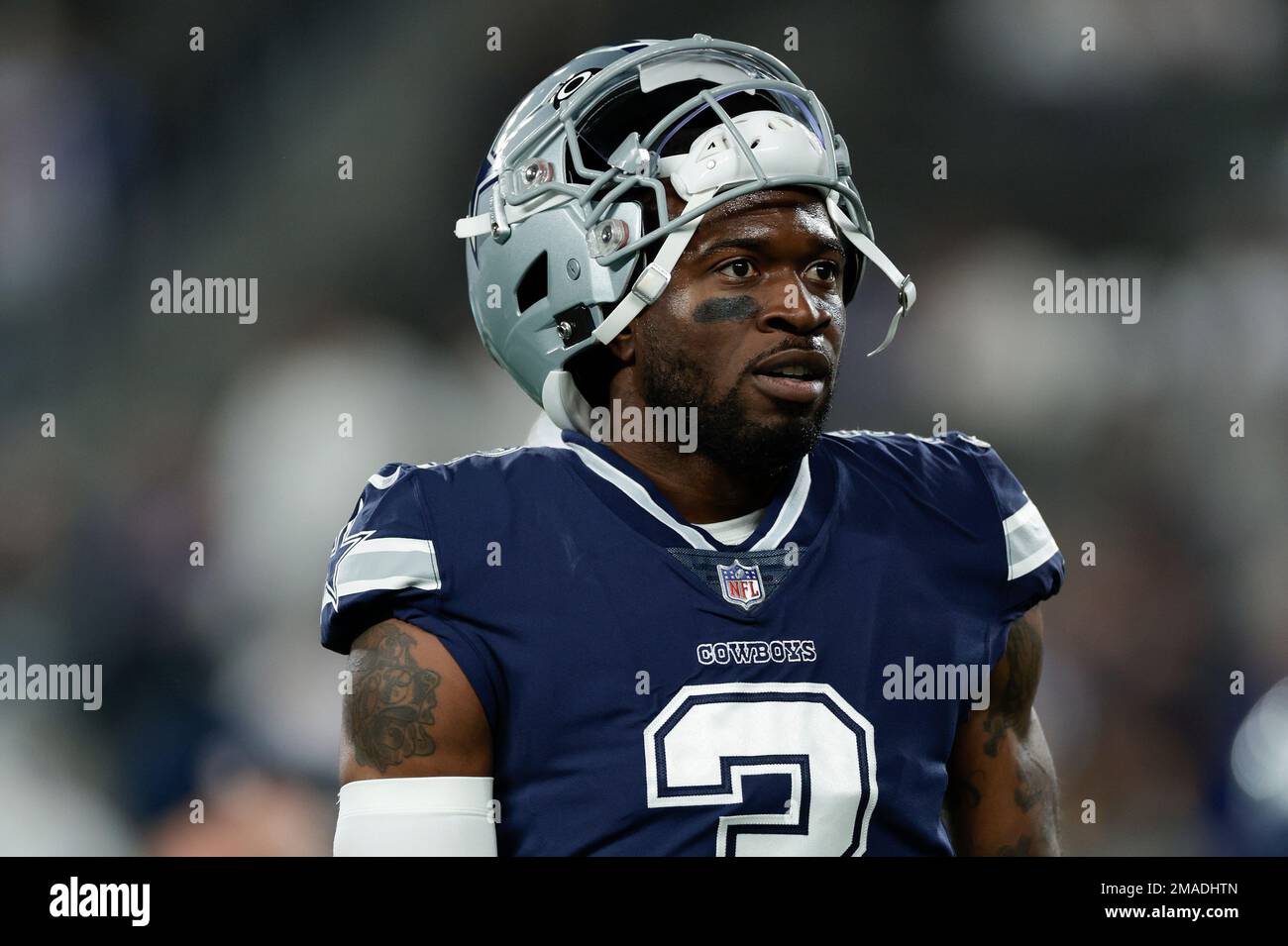 Dallas Cowboys cornerback Anthony Brown (3) warms up before playing ...