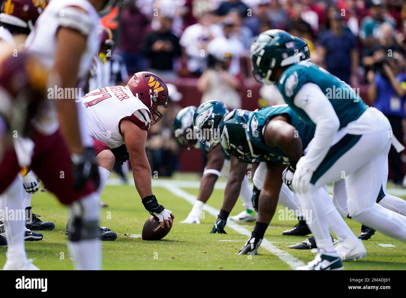 The Washington Commanders and Philadelphia Eagles line of scrimmage ...