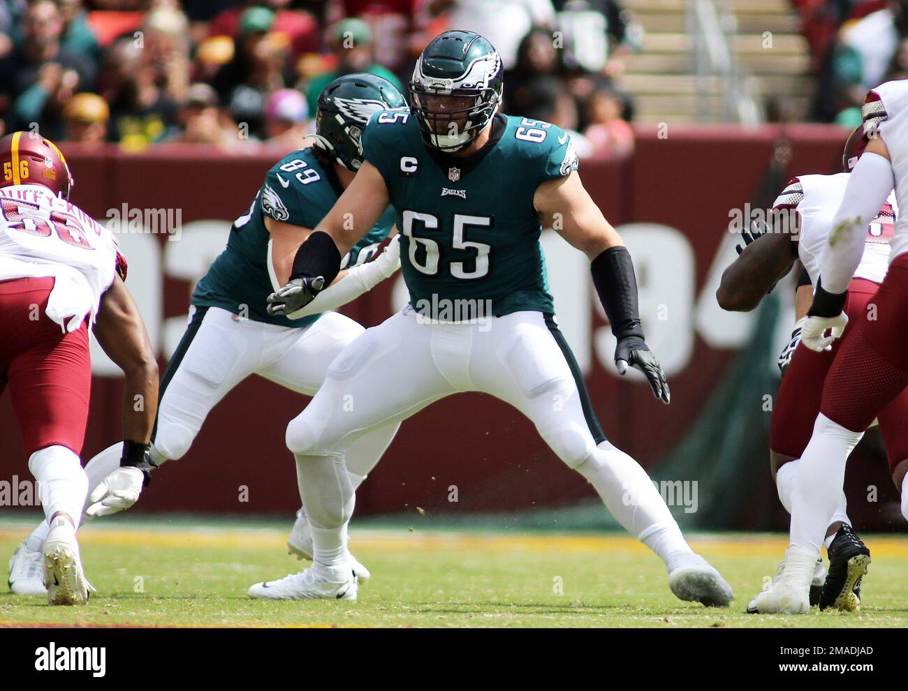 Philadelphia Eagles offensive tackle Lane Johnson (65) blocks during an ...