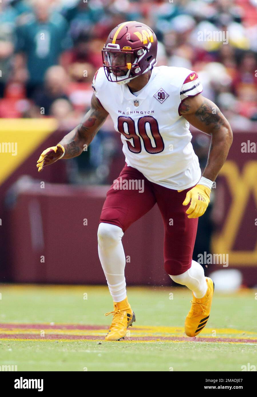 Washington Commanders defensive end Montez Sweat (90) runs during an ...