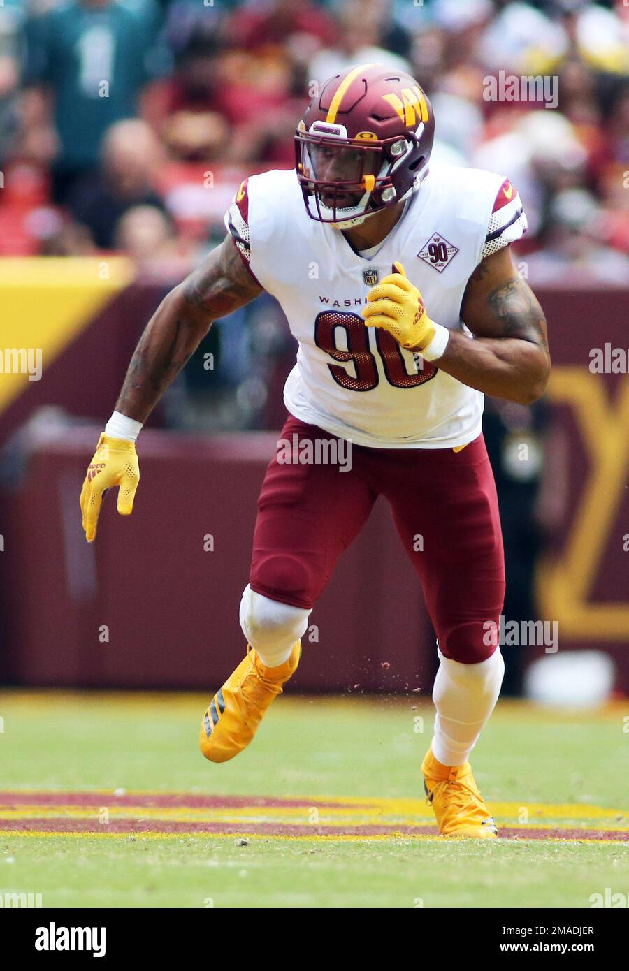 Washington Commanders defensive end Montez Sweat (90) runs during an ...