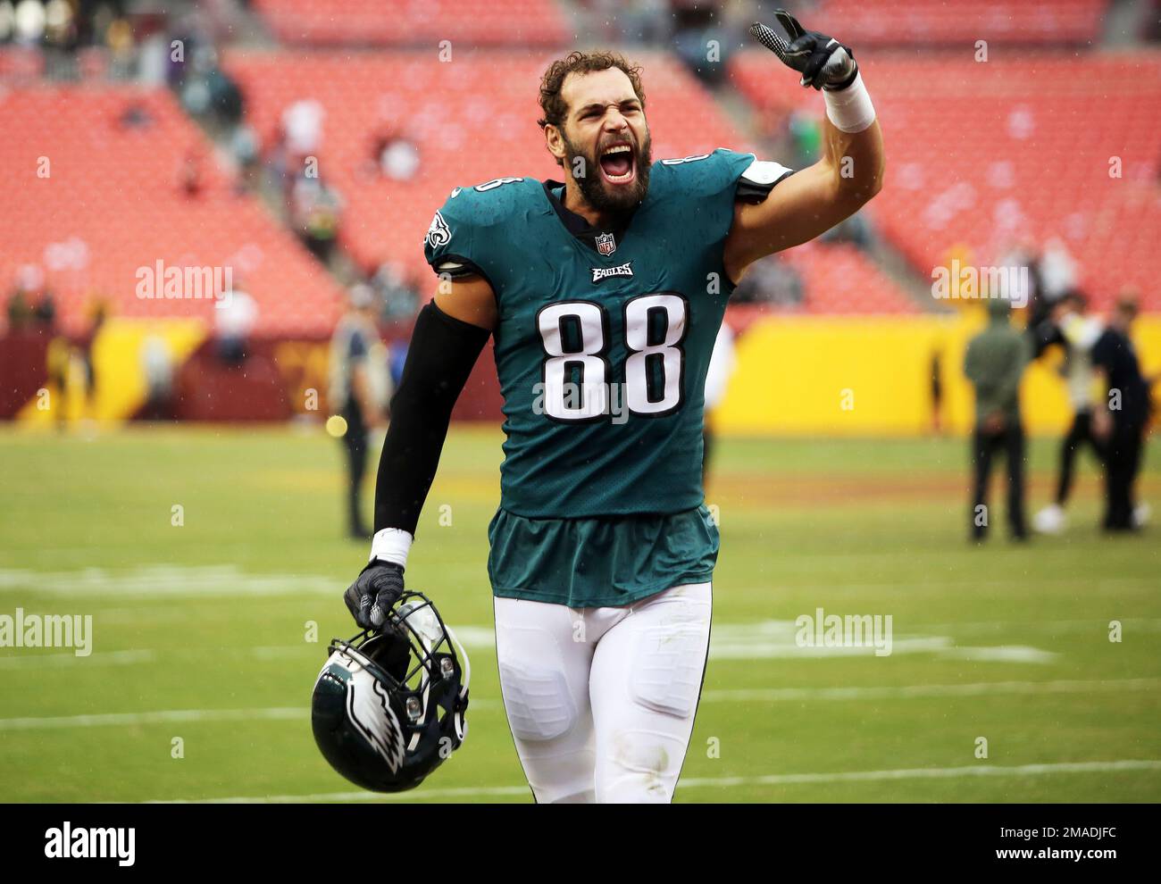 Philadelphia Eagles tight end Dallas Goedert (88) celebrates after an ...