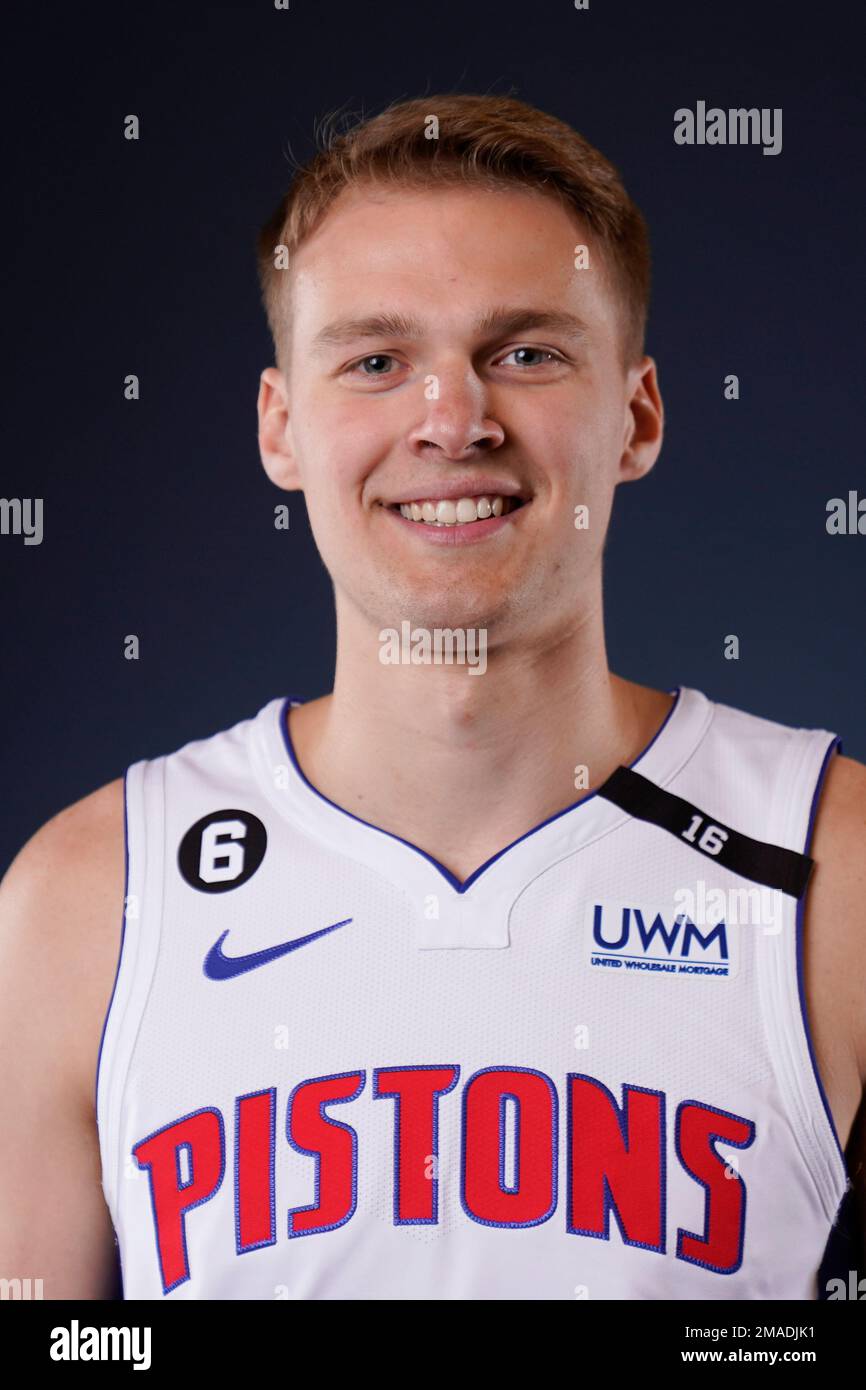 Detroit Pistons' Buddy Boeheim poses during the NBA basketball team's ...