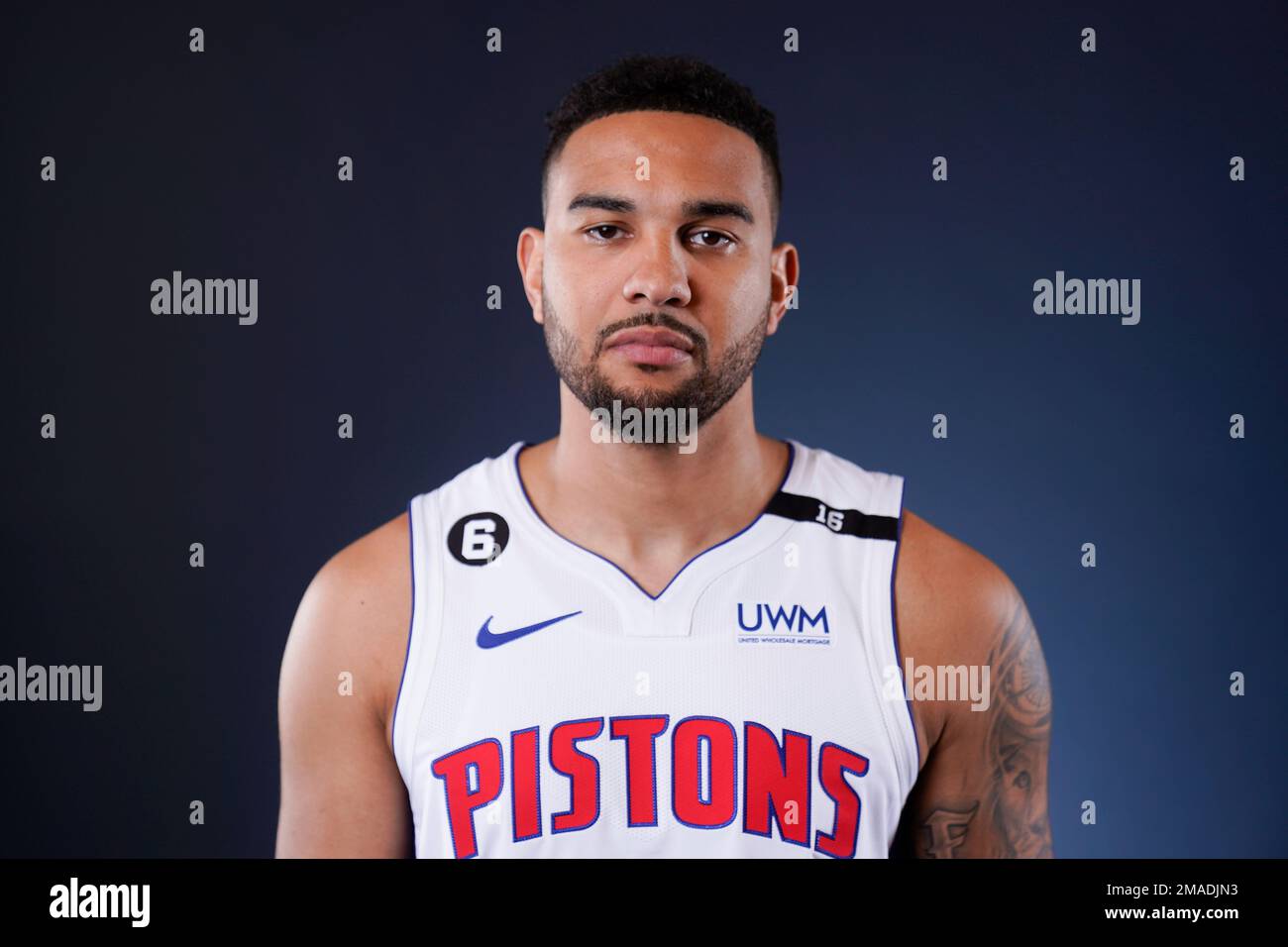 Detroit Pistons guard Cory Joseph poses during the NBA basketball team ...