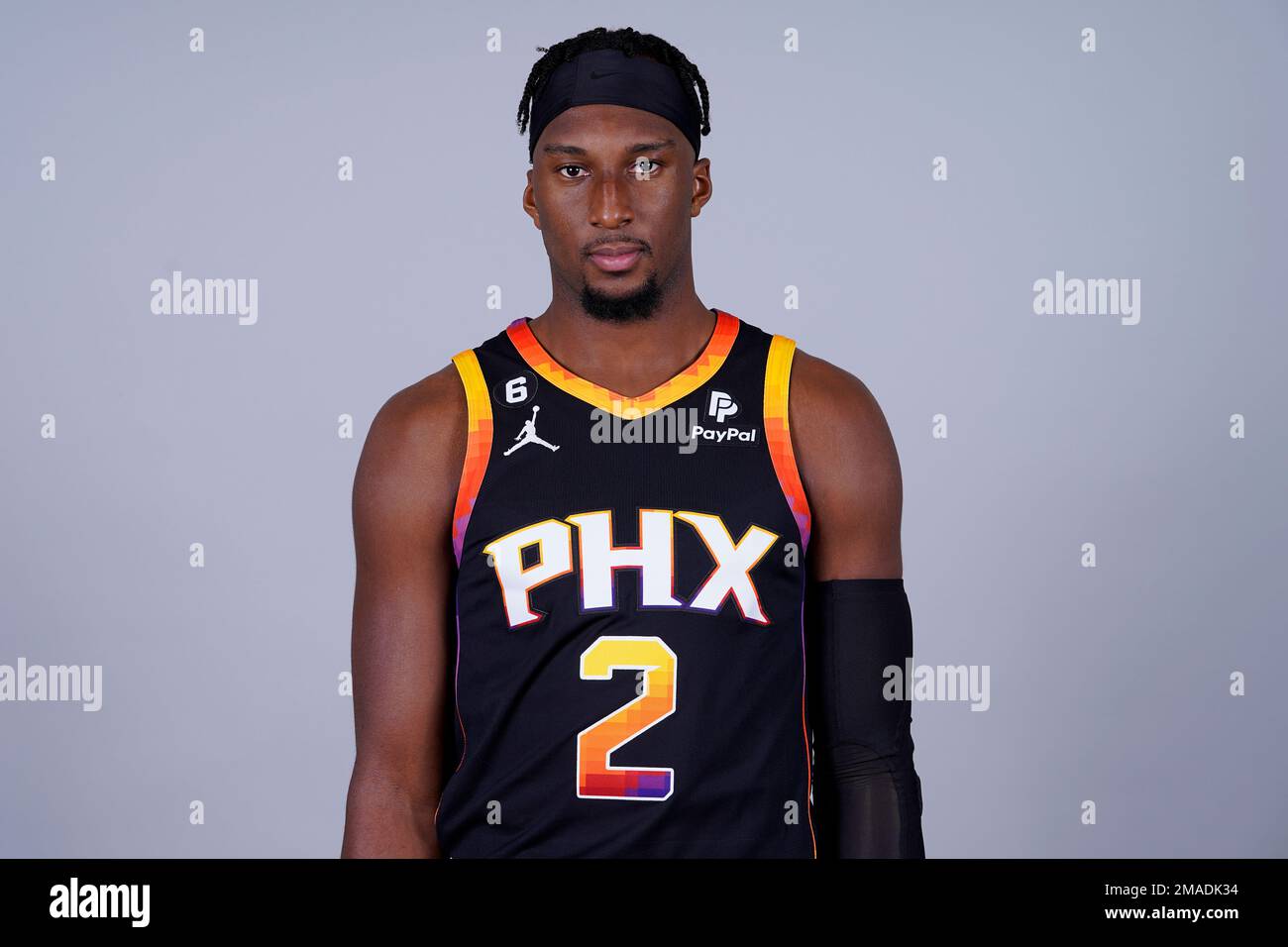 Phoenix Suns' Josh Okogie poses for a photo during an NBA basketball ...