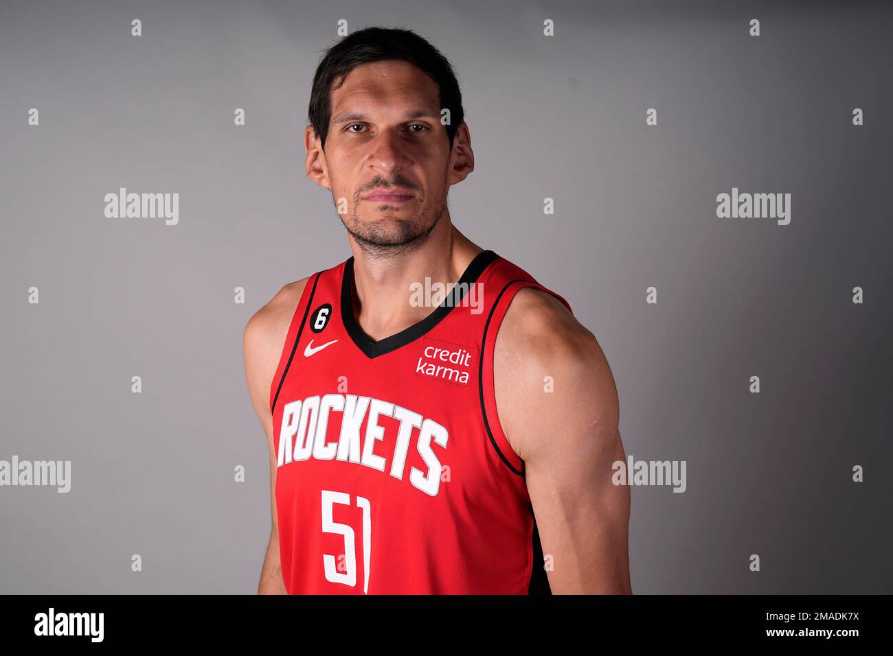 Houston Rockets' Boban Marjanovic poses for a photograph during an NBA ...