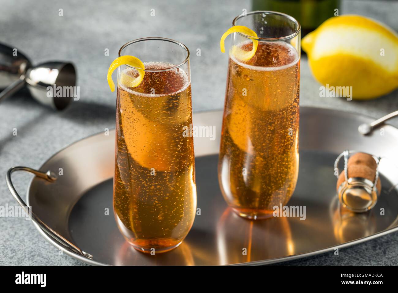 Boozy Refreshing French Kir Royale Champagne Cocktail with Lemon and ...