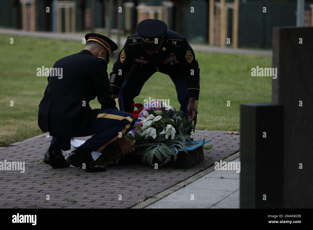 Col. Douglas Levien, deputy commander, left, and Sgt. Major. Jason ...
