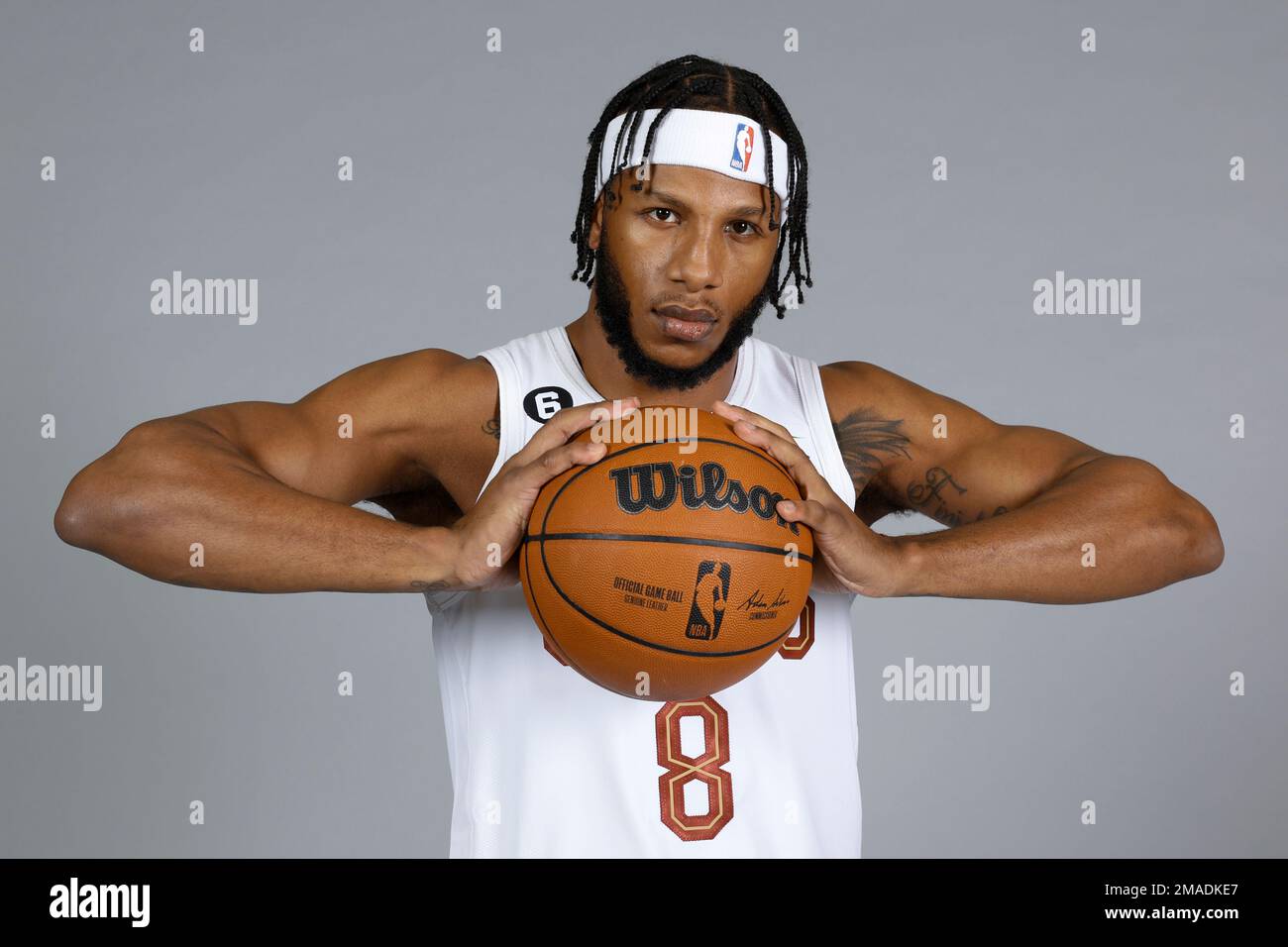 Cleveland Cavaliers forward Lamar Stevens poses for a portrait during ...