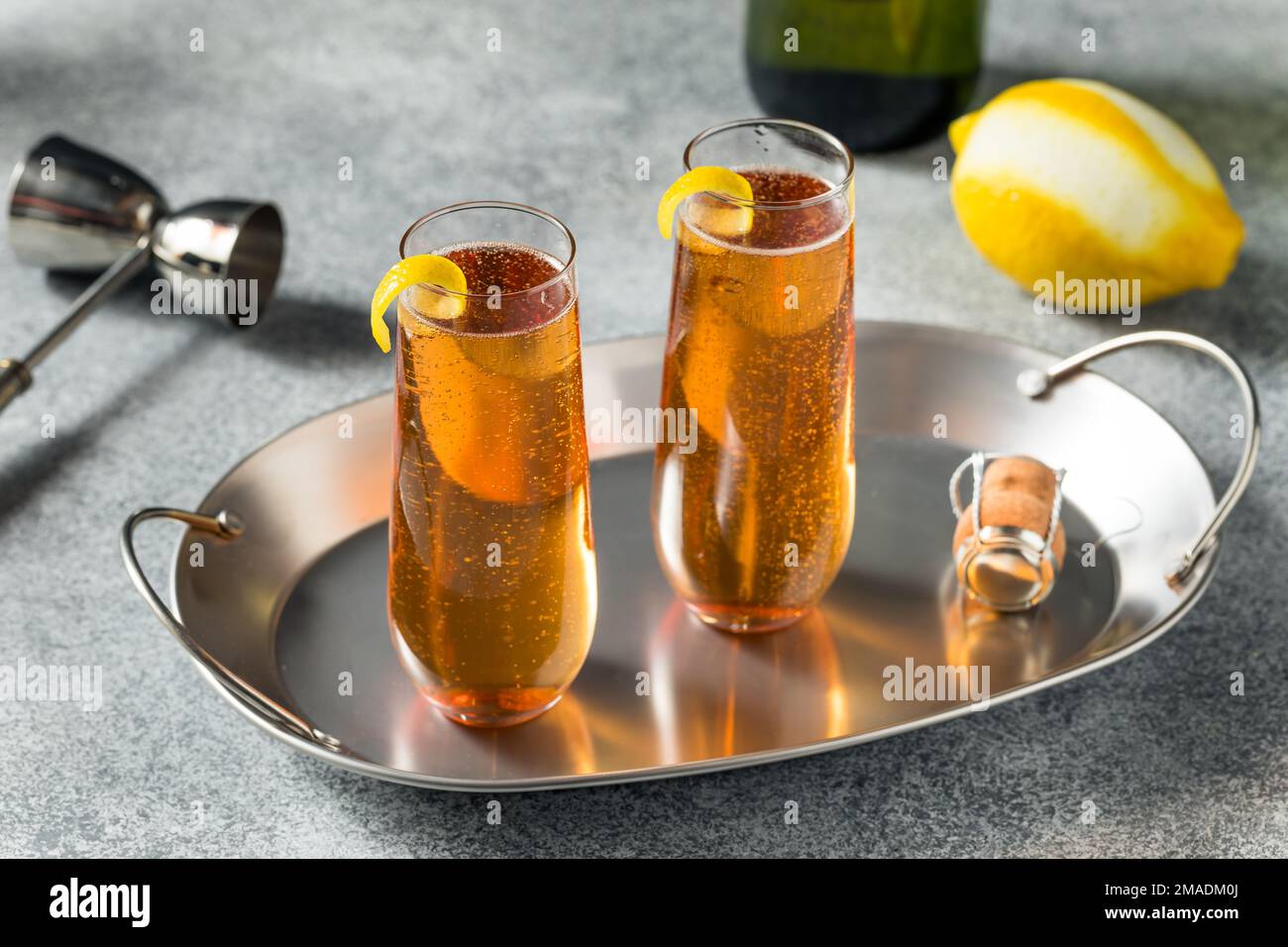 Boozy Refreshing French Kir Royale Champagne Cocktail with Lemon and ...