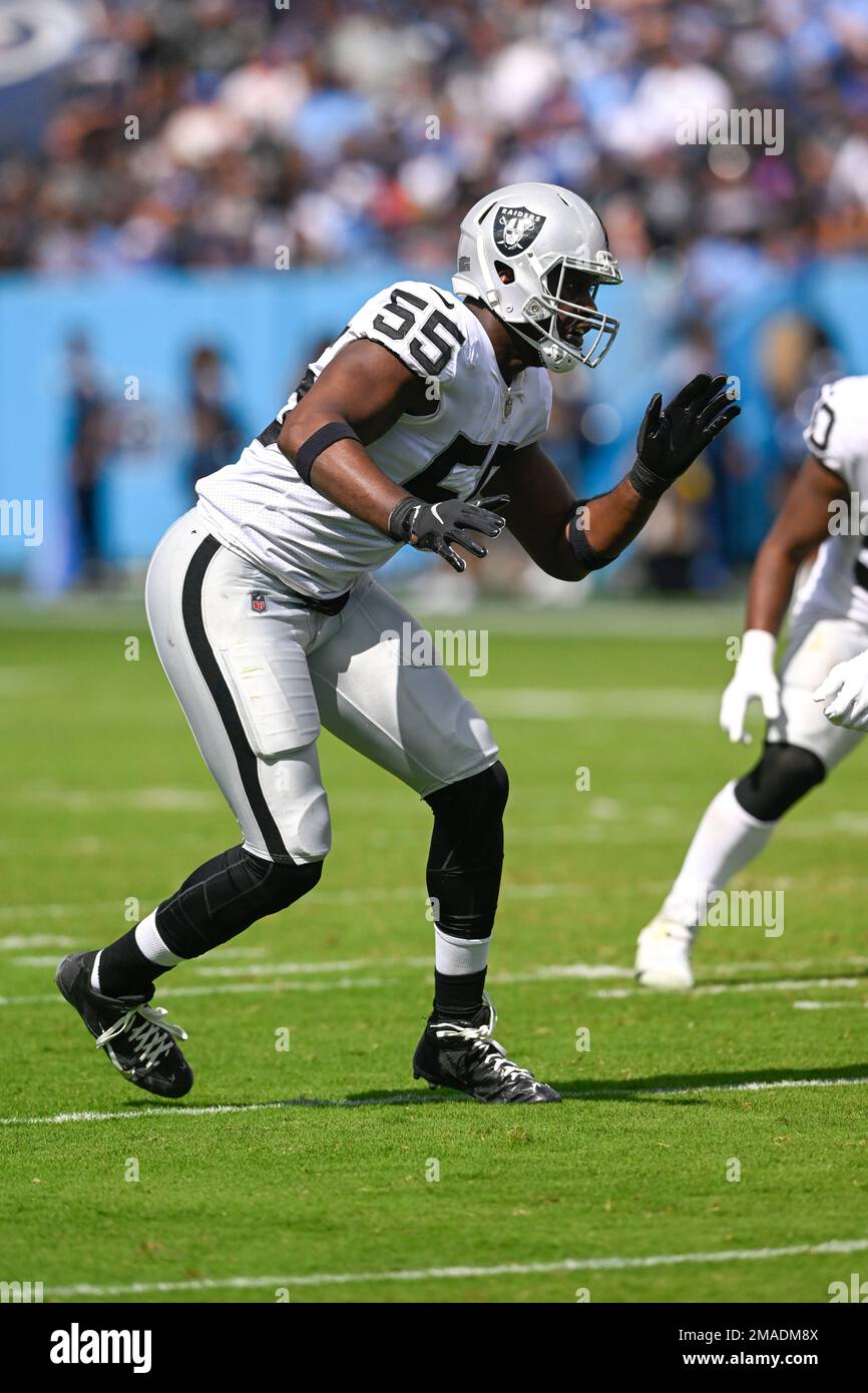 Las Vegas Raiders defensive end Chandler Jones (55) plays against the ...