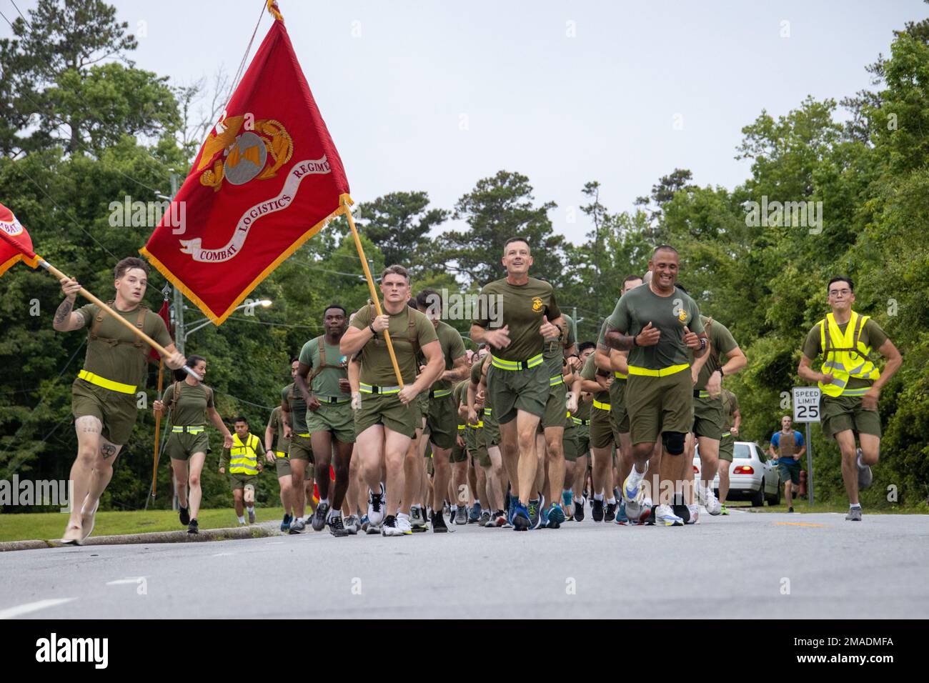 U.S. Marine Corps Col. David Mills, center, commanding officer of ...