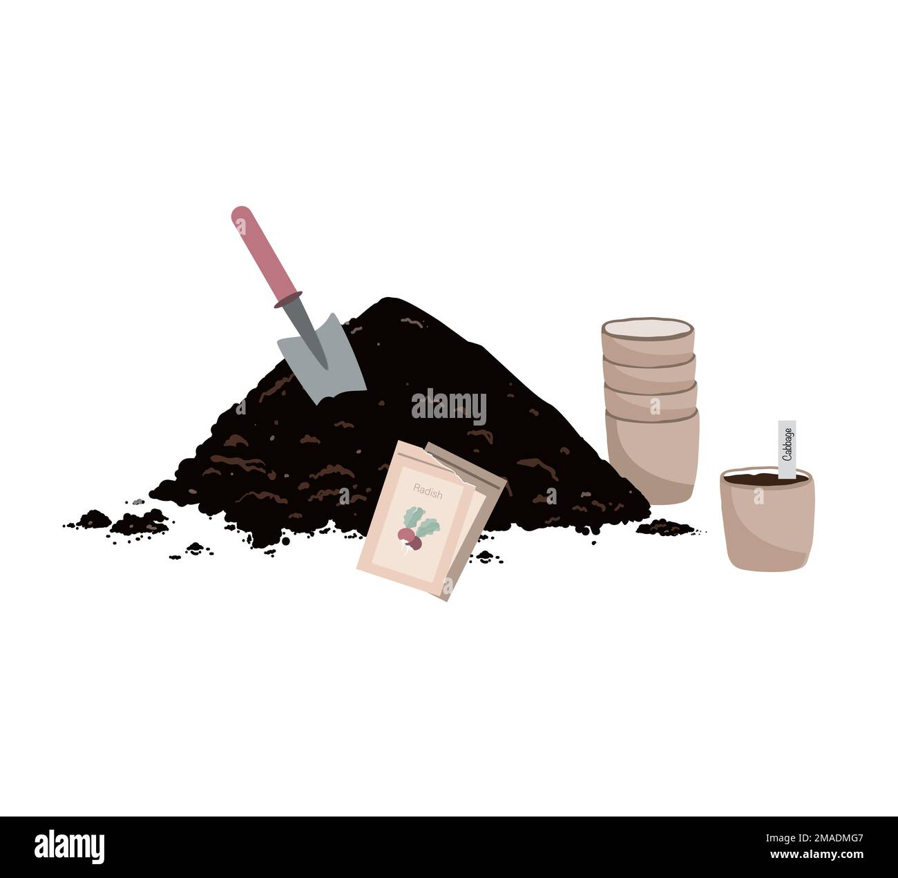 Sowing vegetable seeds vector illustration. Spring Gardening concept ...