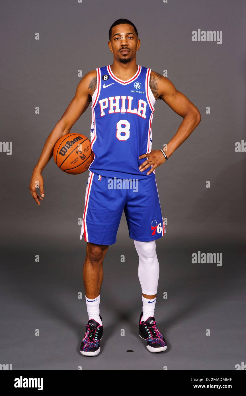 Philadelphia 76ers' De'Anthony Melton poses for a photograph during ...