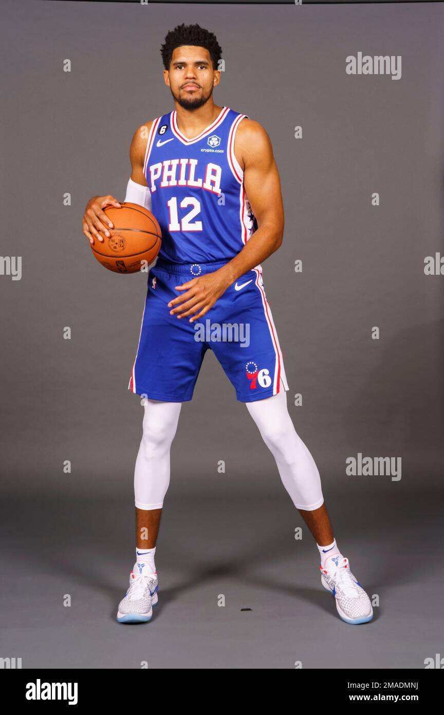 Philadelphia 76ers' Tobias Harris poses for a photograph during media ...