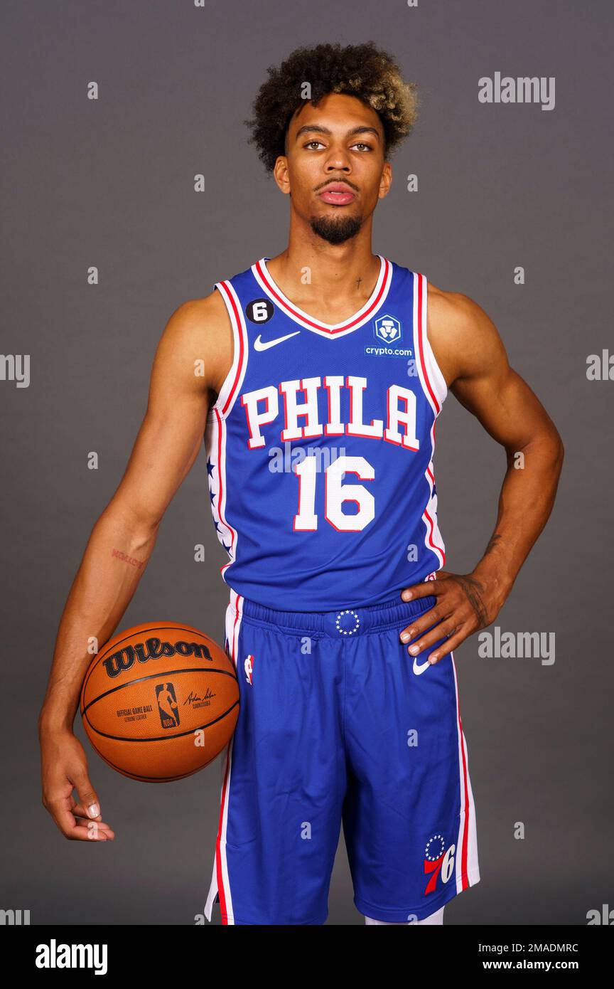 Philadelphia 76ers' Charlie Brown Jr. poses for a photograph during ...