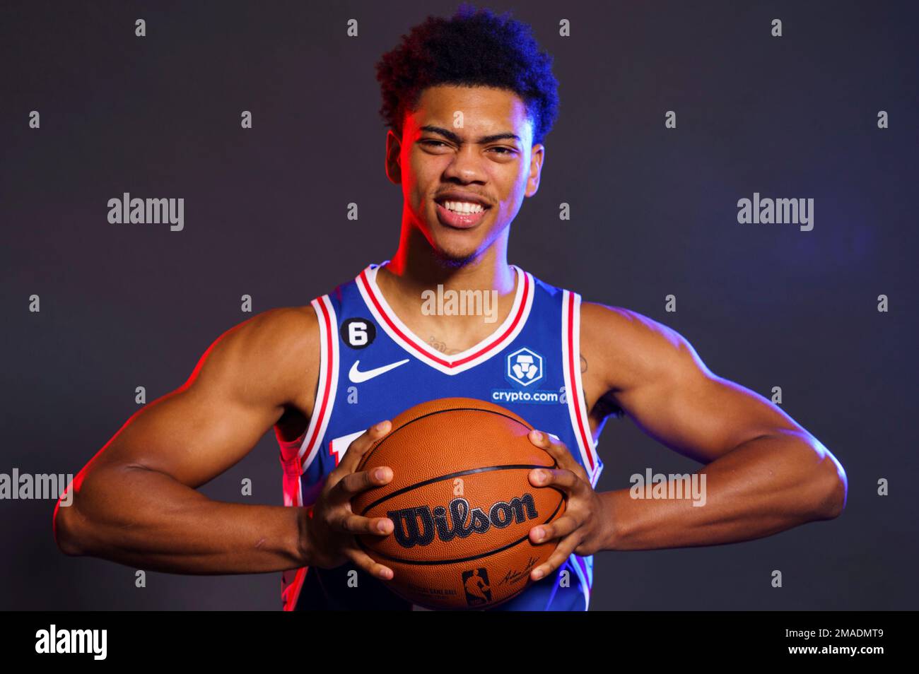 Philadelphia 76ers' Jaden Springer poses for a photograph during media ...
