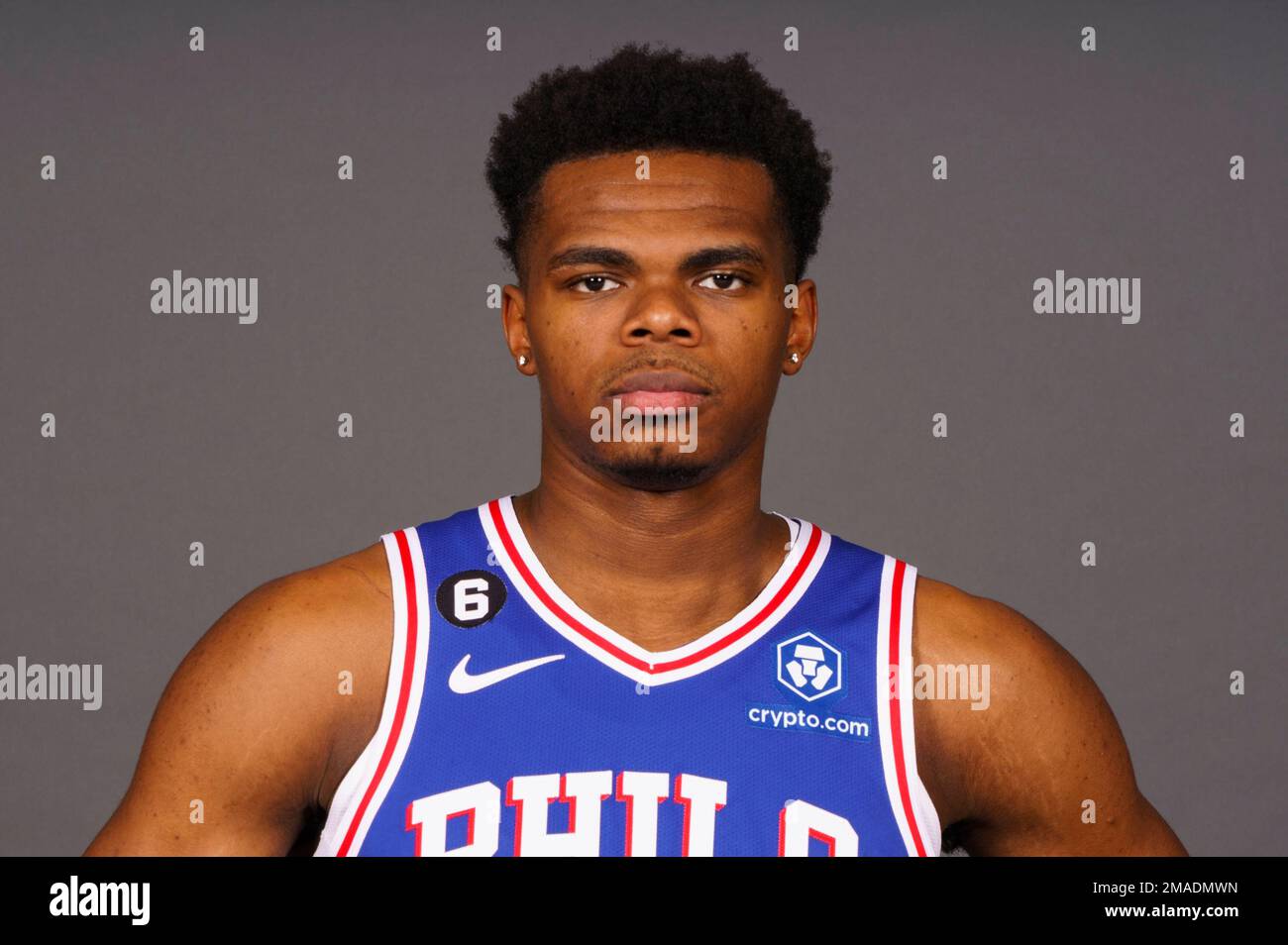 Philadelphia 76ers' Michael Foster Jr. poses for a photograph during ...