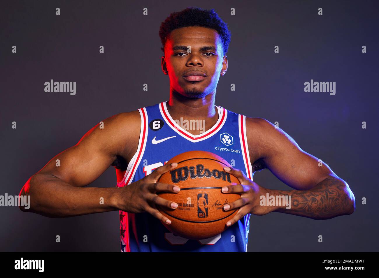 Philadelphia 76ers' Michael Foster Jr. poses for a photograph during ...