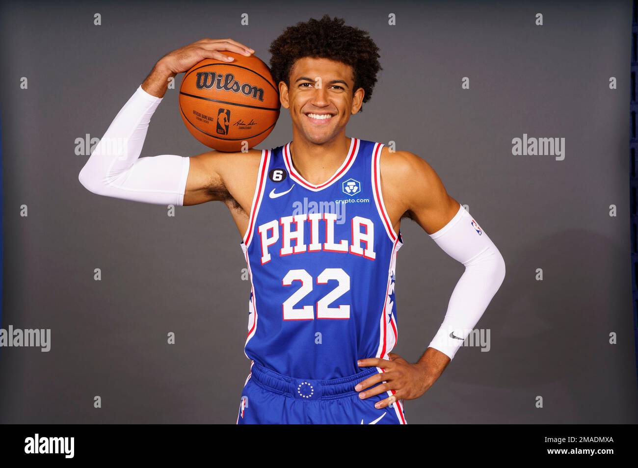 Philadelphia 76ers' Matisse Thybulle poses for a photograph during ...
