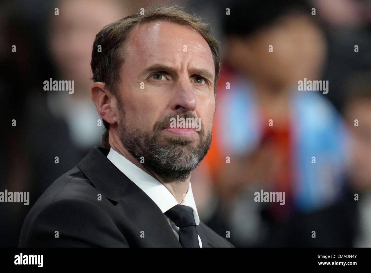 England coach Gareth Southgate watches from the bench during the UEFA ...