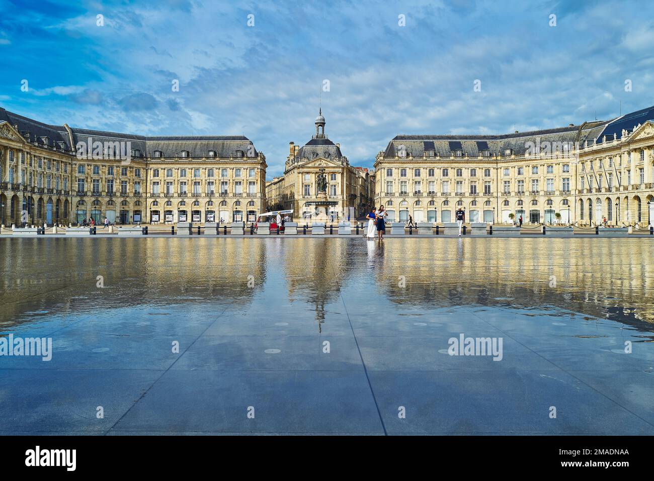 Bordeaux, France - August 17, 2019: Tourists in the famous Water Mirror ...