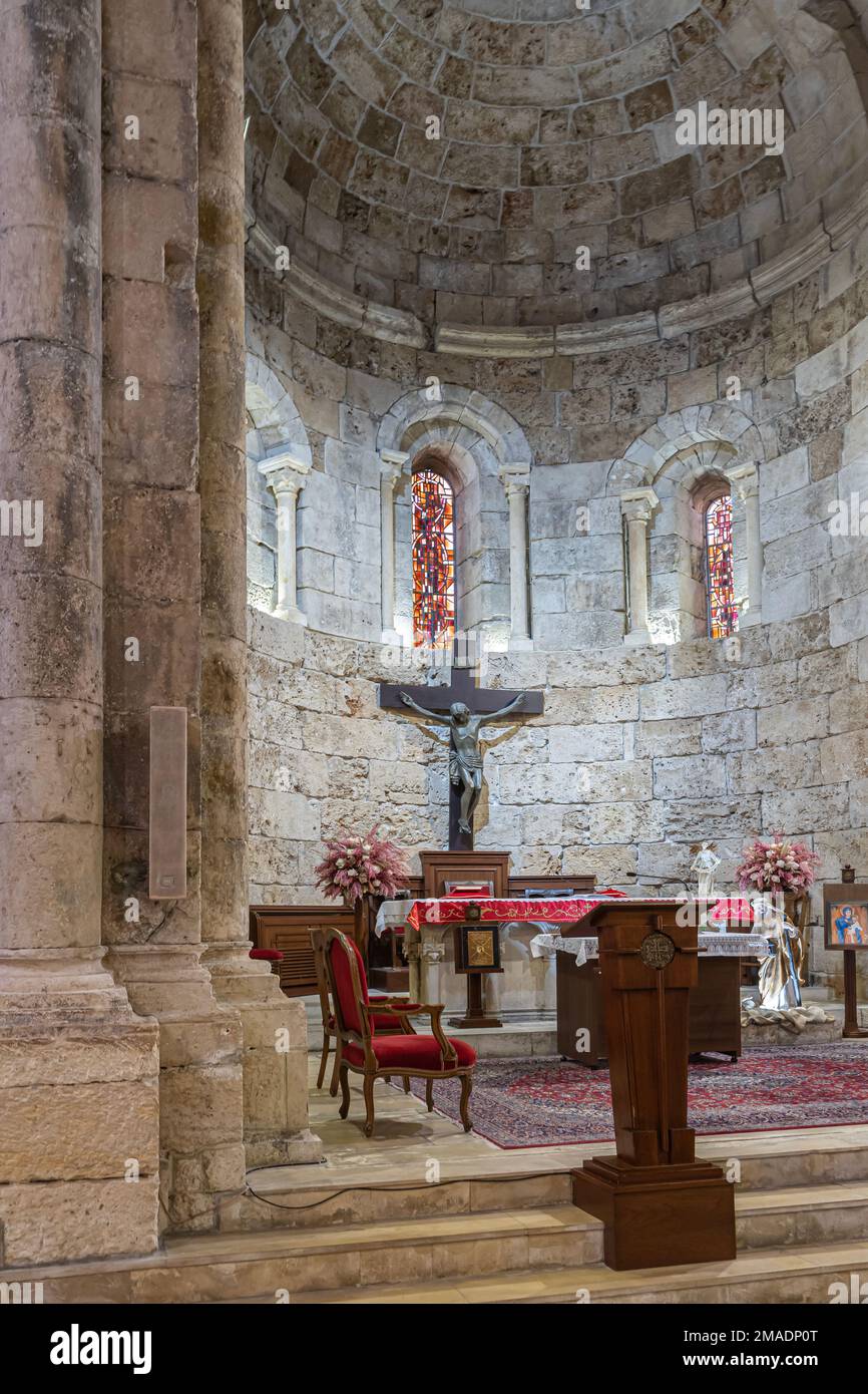 Interior of the Crusades-era Church of St. John-Mark in Byblos, Lebanon ...