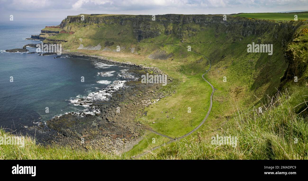 Giant's Causeway path looking east: The long path below the cliff to ...
