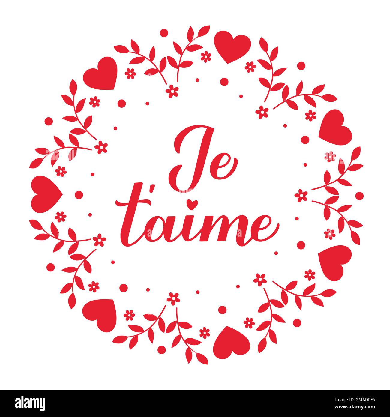 Je t aime calligraphy hand lettering. I Love You inscription in French ...