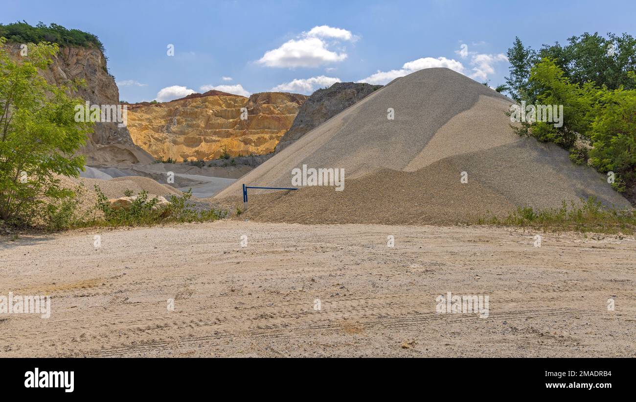 Open Quarry Mining Location Piles of Aggregate Material Stock Photo - Alamy