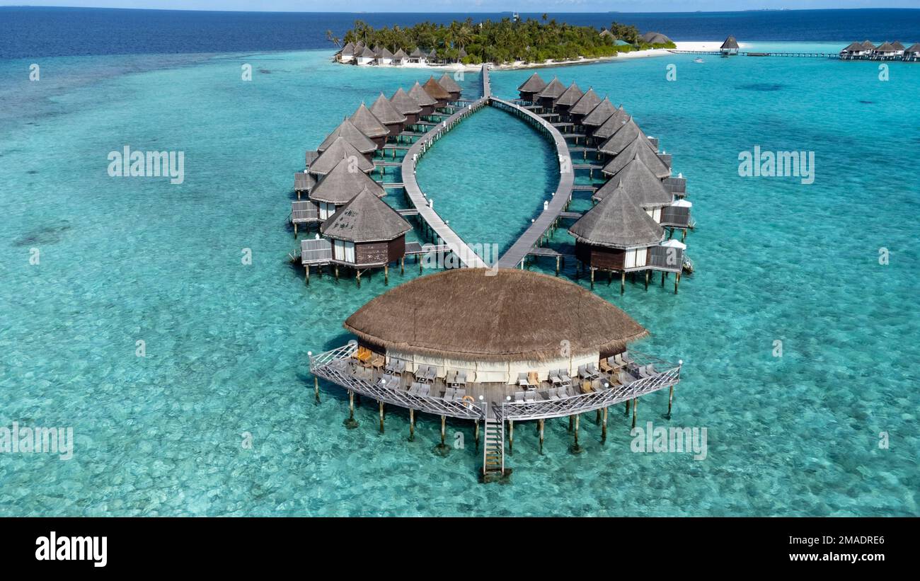 Maldives hut drone hi-res stock photography and images - Alamy