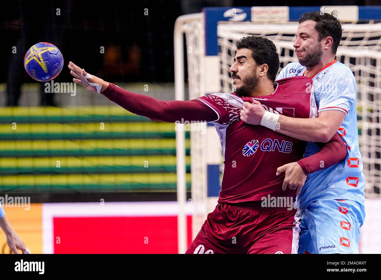 KATOWICE, POLAND - JANUARY 19: Ebrahim Shebl Ebaid of Qatar, Samir ...