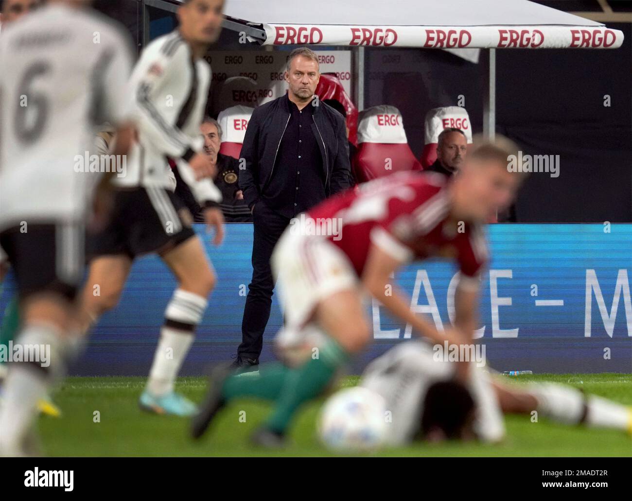 Germany's head coach Hansi Flick, rear, during the UEFA Nations League ...