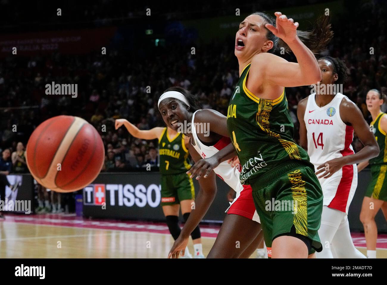Australia's Marianna Tolo, right, and Canada's Laeticia Amihere compete ...