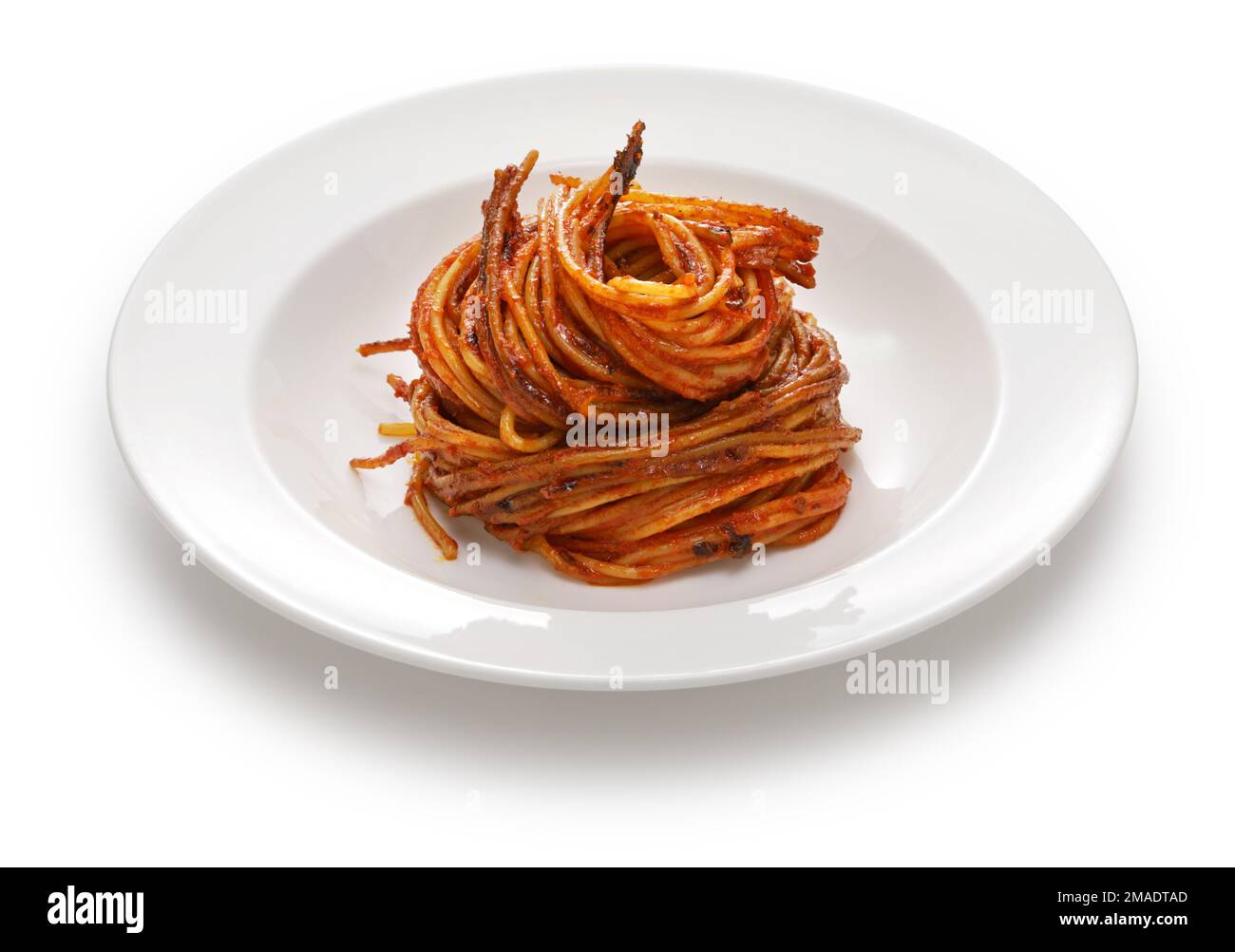 Spaghetti all'Assassina, Italian Puglia traditional pasta Stock Photo ...