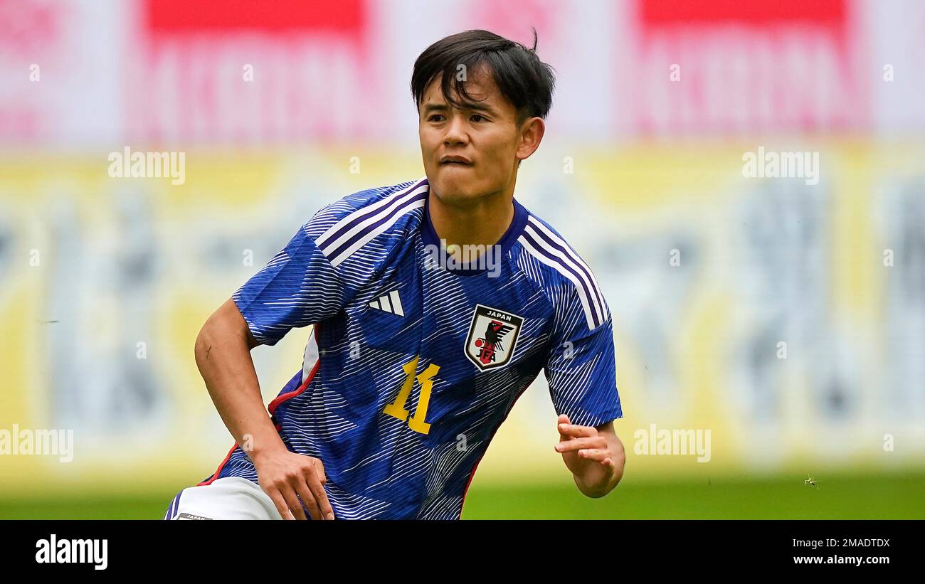 Japan's Takefusa Kubo is pictured prior the international friendly ...